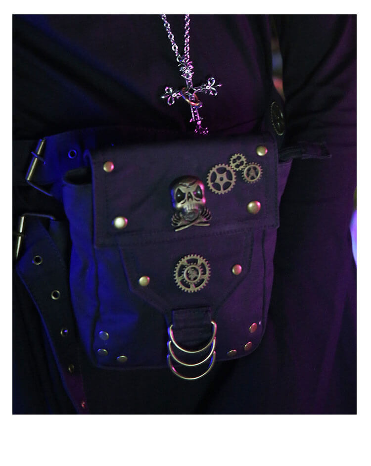 New punk retro skull canvas bags waist bags - CMX GET FASHION BAGS
